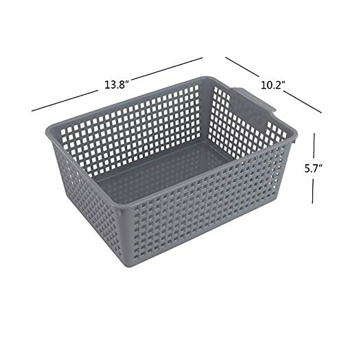 Farmoon Grey Weave Plastic Basket, Plastic Storage Baskets Organizer, 3 Packs