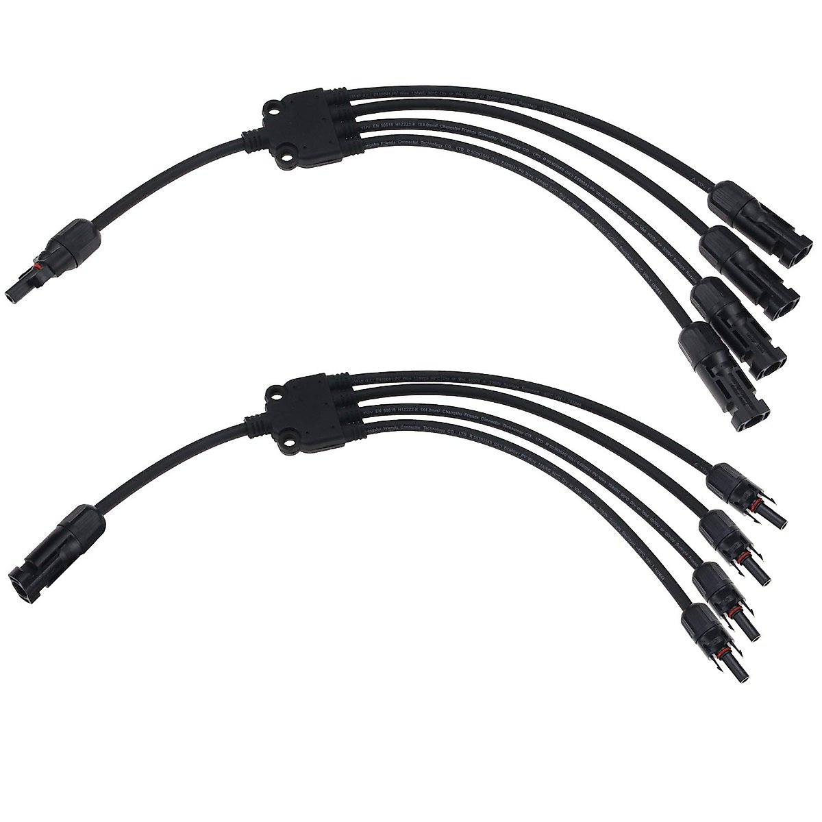 ZOOKOTO Solar Connector Y Branch 1 to 4 5-Way Connector Adapter Splitter Combiner Parallel Adapter Cable Wire Plug Tool Kit for Solar Panel 1 Pair（M/FFFF and F/MMMM）