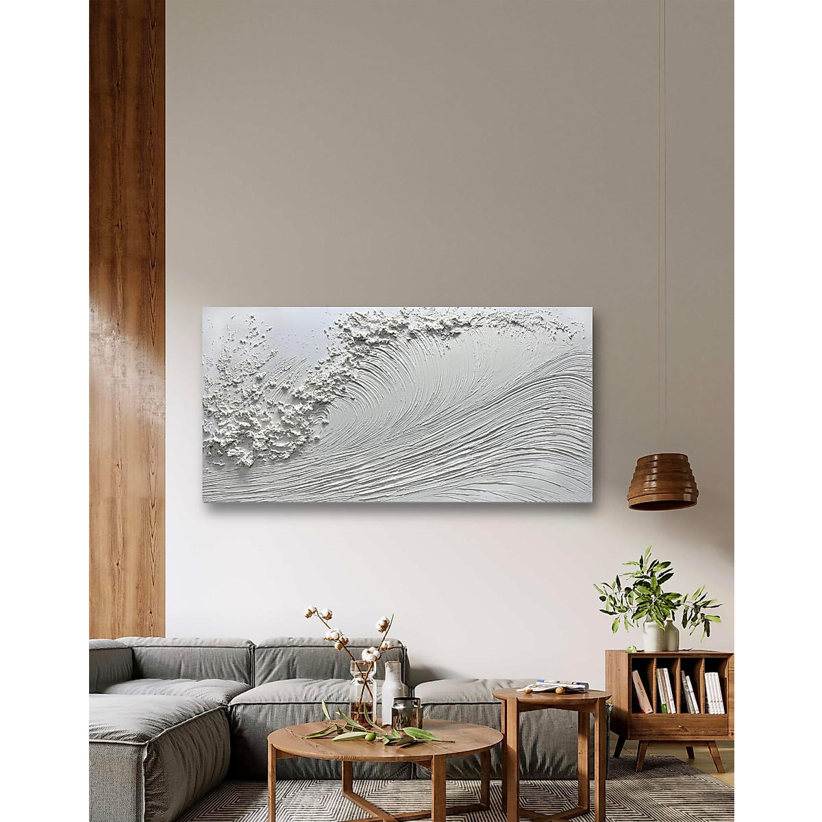 Yika Art Canvas Paintings, Wall Art Thick Texture Sea Wave Painting Modern Gorgeous Abstract Hand Painted Abstract Oil Painting on Canvas Modern Wall Art Decor 24x48 inches