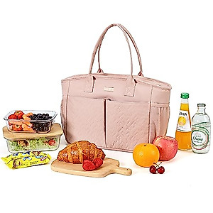 NISHEL Lunch Box for Women, Portable Insulated Lunch Bag, Reusable Cooler Bag with Leak-proof Insulated Thermal Compartment, Tote for Office Work Picnic Travel Gym, Pink