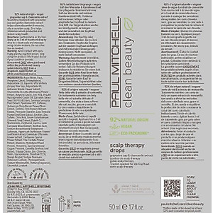 Paul Mitchell Clean Beauty Scalp Therapy Drops, Ultra-Lightweight Scalp Serum Soothes + Nourishes All Hair Types, Especially Dry, Oily + Sensitive Scalps, 1.7 fl. oz.