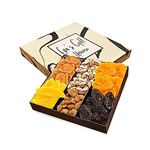 Anna and Sarah Gift Basket Mixed Dried Fruit and Nuts in Box Dried Pears, Fancy Medjool Dates, Dried Apricot, Dried Mango, California Pistachio and Raw Almond (6 Assortments) ,Holiday, Birthday, Healthy Fruit Anniversary, Corporate Treat Box for Women, Me