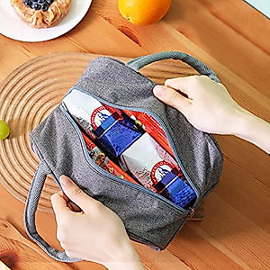 Toplive Lunch Bag, Reusable Insulated Lunch Bag, Waterproof Cooler Tote Meal Prep Lunch bag for Men & Women Work, Cute Lunch Cooler Bento Boxes Bags with Thickened aluminum Foil, Gray