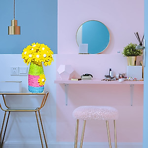 Flower Craft Kit for Kids - Arts and Crafts Make Your Own Flower Bouquet with Button Felt and Pearl ，Vase Project for Boys and Girls - Fun DIY Activity for Children 4 5 6 7 8 9 10 12 Years Old (color)