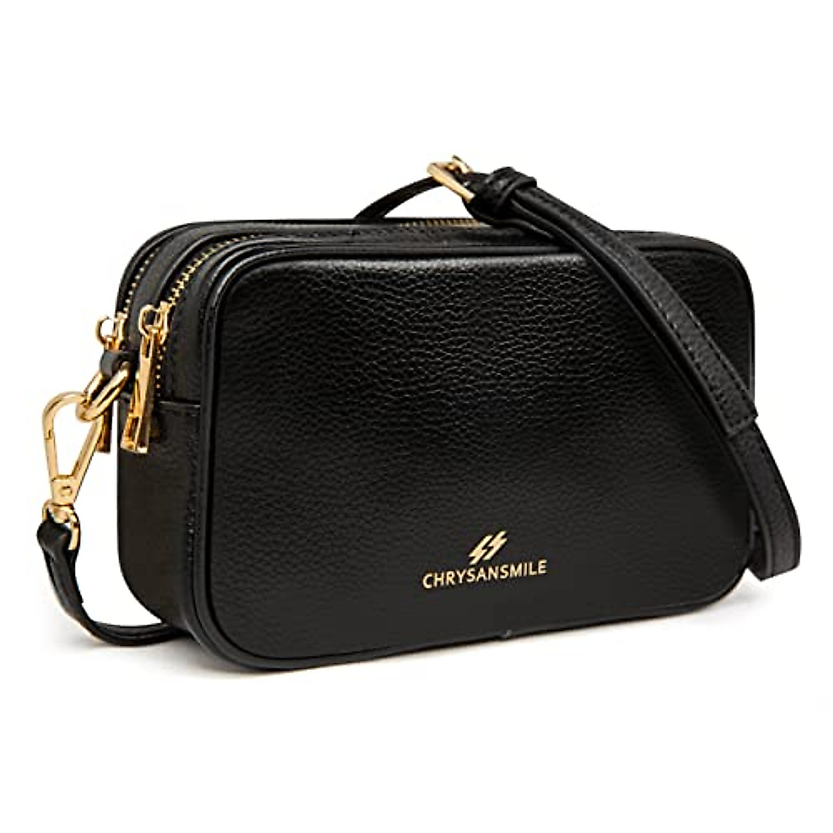 Chrysansmile Genuine Leather Crossbody Bags for Women Ladies Small Crossbody Shoulder Bag Lightweight Purses and Handbags - Dark Black