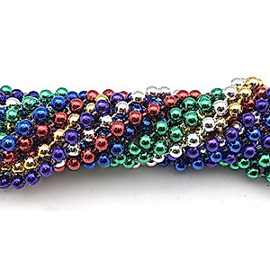 Oojami 72 Necklace 33 inch 07mm Metallic Multi Colors Mardi Gras Beads Beaded Necklace with Shot Glasses