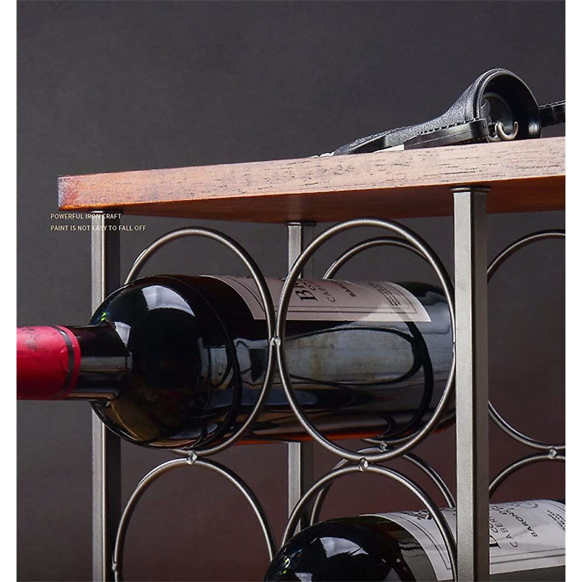 Fadak Wine Rack with Glass Stand, Countertop Wine Rack, Wooden Wine Rack with Trays, Perfect Home Decor & Kitchen Storage Rack, etc. (A)