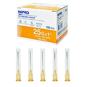25Gauge 1Inch needle 100pcs- Disposable needles for injection syringes - Suitable for scientific labs practice and experiment, Veterinary, Industrial drawing and refilling liquids