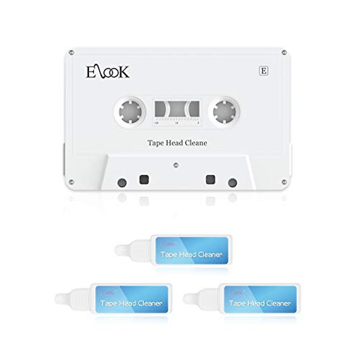 Elook Audio Cassette Head Cleaner Kit with 3 Bottles of Cleaning Liquid