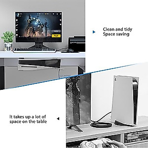 Under Desk Mount for PS5 No Drill, Chanvoo Aluminum Under Desk Mount Holder for Playstation 5 Disc & Digital Edition with Adhesive (Silver)