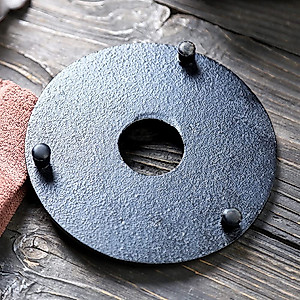 Cast Iron Mat with Rubber Pegs/Feet for Japanese Tea Kettle Cast Iron Teapot Black Trivet 5.3in