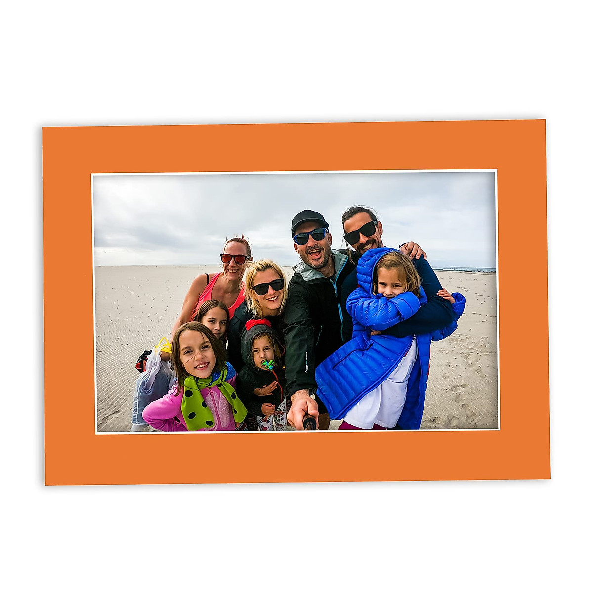 8x16 Mat Bevel Cut for 6x12 Photos - Acid Free Orange Precut Matboard With Backing Board and Crystal Clear, Self Seal Photo Mat Bag - For Pictures, Photos, Framing - 4-ply Thickness