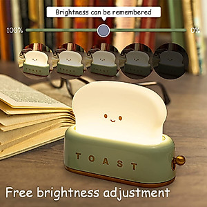 Toast Lamp Night Light for Kids Cute Toaster Nightlight Dimmable Led USB Rechargeable Portable Adjustable Brightness Bread light with Timer Children Baby Toddler Nursery Girls Bedroom Night-Lights