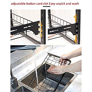 FEHUN Sinks,201 Stainless Steel Kitchen Rack 3 Layer Drain Rack Dish Rack Wall Mounted Punching Installation