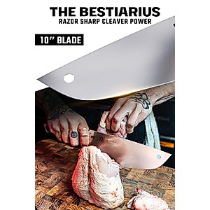 Dalstrong Meat Cleaver Knife-10-The Bestiarius-Gladiator Series-Forged German High Carbon Steel- Heavy Duty Giftable Kitchen Knife-Black Handle- w/Sheath- Razor Sharp - NSF Certified