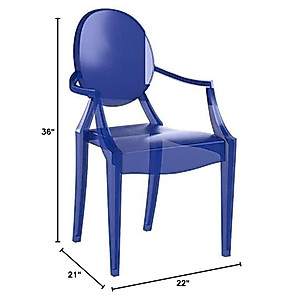 Modway EEI-121-BLU Casper Modern Acrylic Stacking Kitchen and Dining Room Arm Chair in Blue - Fully Assembled