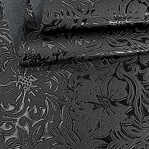 12 x 53 Inch Embossed Faux Leather Roll Vintage Flower Textured Synthetic Leather Fabric for DIY Sewing Crafts Wallets Jewlery Making (Black)