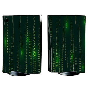 PlayVital Skin Decal for ps5 Console Disc Edition, Full Set Sticker Wrap Vinyl Decal Cover for ps5 Controller & Charging Station & Headset & Media Remote - Messy Code