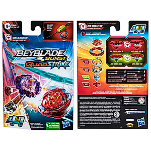 Beyblade Burst QuadStrike Zeal Achilles A8 Spinning Top Starter Pack, Balance/Defense Type Battling Game with Launcher, Kids Toy Set