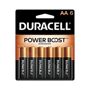 Duracell Coppertop AA Batteries with Power Boost Ingredients, 6 Count Pack Double A Battery with Long-lasting Power, Alkaline AA Battery for Household and Office Devices