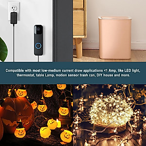 Lenink AC Power Supply Adapter for AA Battery, Replace 2 AA Battery for Pumpkin Lantern, LED Light, Thermostat, Table Lamp, Motion Sensor Trash Can (Black)