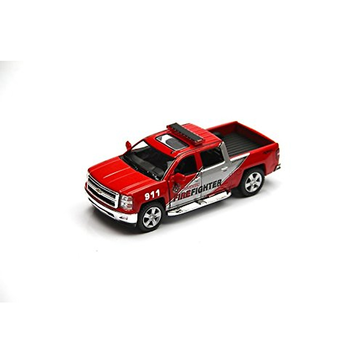 KiNSMART 2014 Chevrolet Silverado 1:46 Scale 5 Inch Police & Firefighter Pick-up Truck (2 Set)