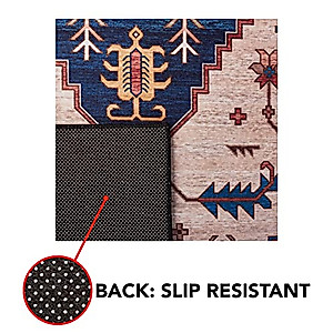 SAFAVIEH Tucson Collection Area Rug - 5' x 8', Rust & Blue, Traditional Persian Design, Non-Shedding Machine Washable & Slip Resistant Ideal for High Traffic Areas in Living Room, Bedroom (TSN153P)