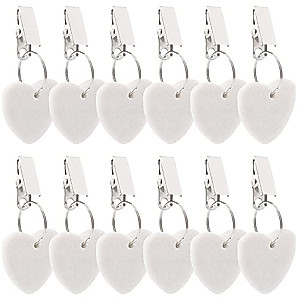 ZEAYEA 12 Pieces Tablecloth Weights, Table Cover Weights Tablecloth Pendant for Indoor Outdoor, White Heart Shape Stone Table Weight Hanger with Metal Clips for Picnic Family Dinner Table Decoration