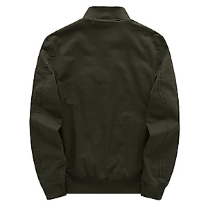 WenVen Men's Twill Cotton Casual Fashion Bomber Jacket Outerwear (Green, XL)