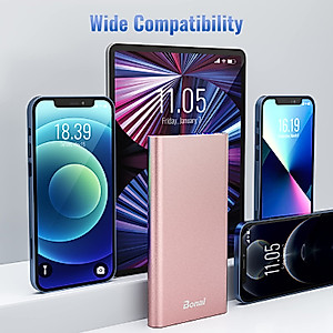 BONAI Portable Charger 12000mAh USB C Power Bank Battery Pack High-Speed 3.0A Output Compatible with iPhone 15/14/13/12 iPad Samsung Android- Pink