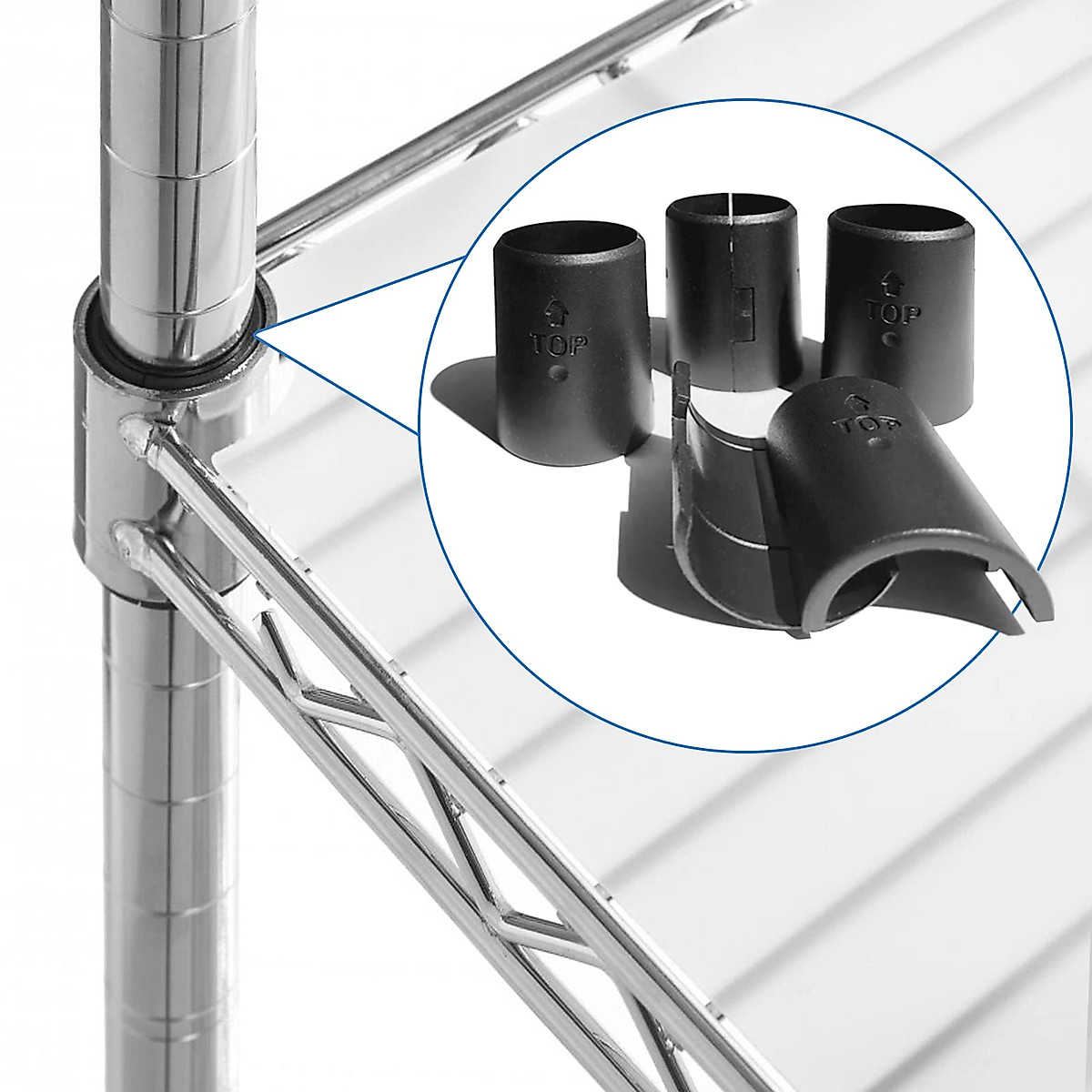 Wire Shelf Clips - 28 Pack Plastic Metal Shelf Clips, 1 Inch Wire Shelf Clips for 1" Post, Black Wire Shelving Clips- Shelving Sleeves Replacements for Wire Shelving System (14 Pairs)