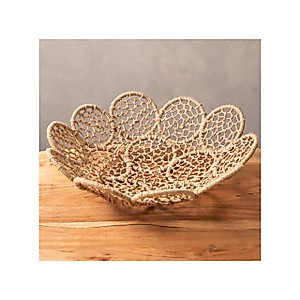 India Handicrafts 18" Jute Flower Shaped Basket With Brown Finish 13236