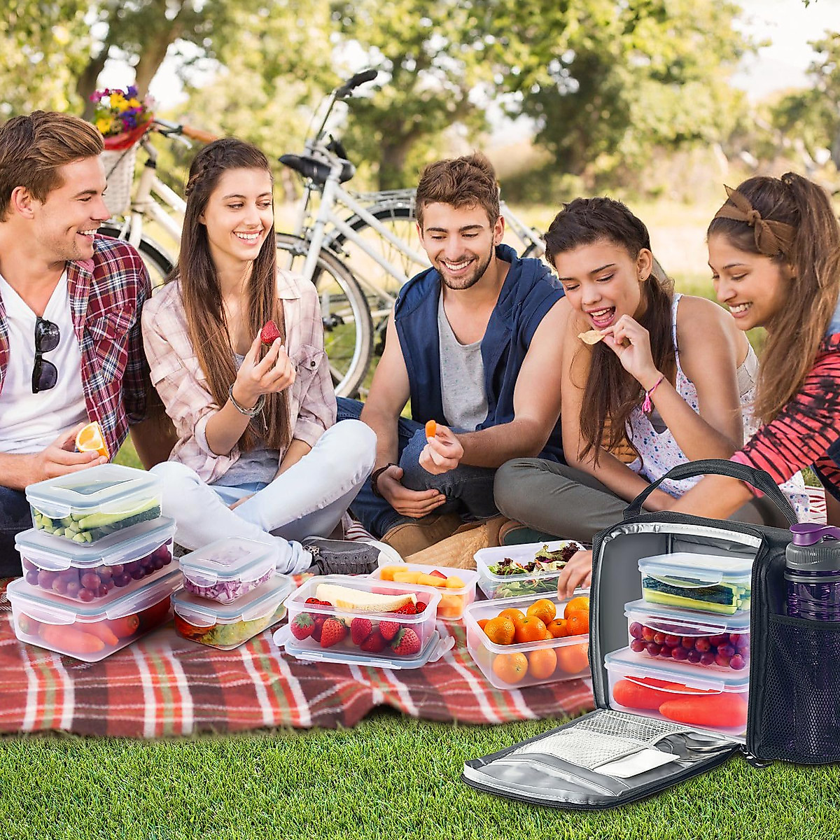 YASHE 24 PCS Airtight Food Containers with Lids(12 Lids + 12 Containers), Plastic Storage Meal Prep Container- Stackable 100% Leakproof & Microwave Organization and Storage Sets