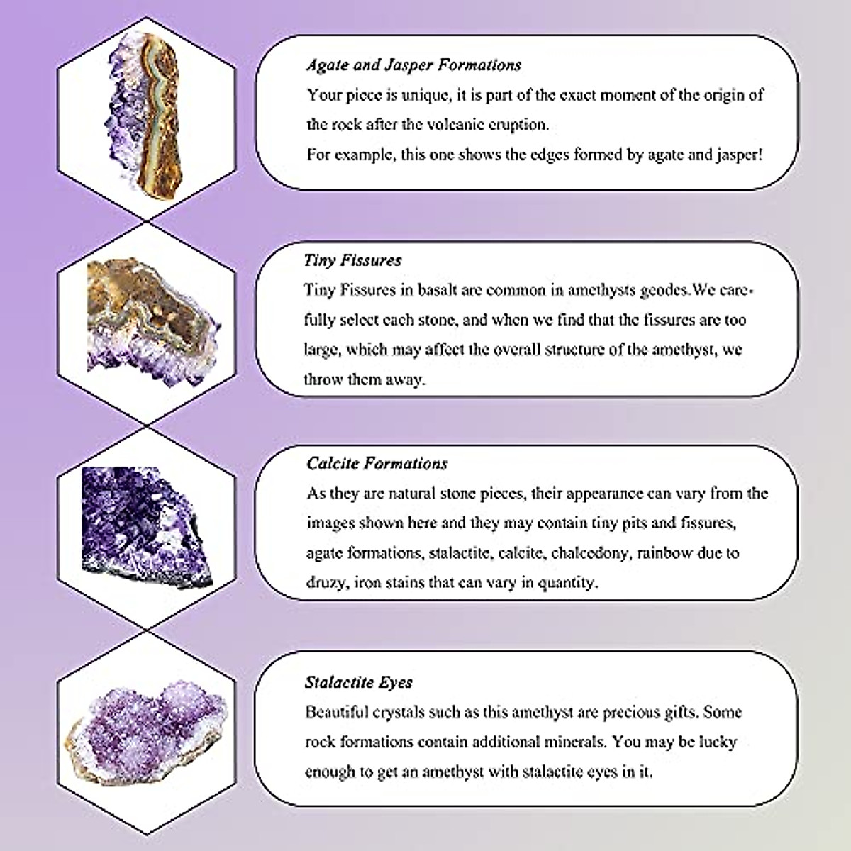 GEHECRST Natural Raw Amethyst Quartz Geode Cluster, Reiki Healing Crystals Stone Amethyst Rock Druzy Gemstone for Collection, Decoration, Specimen, Witchcraft | 0.18-0.33 lb