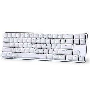 Qisan Happy Deals 10% Discount off Mechanical Keyboard Gaming Keyboard Blue Switch 68-Keys Mini Design (60%) Gaming Wired Keyboard White Silver Magicforce
