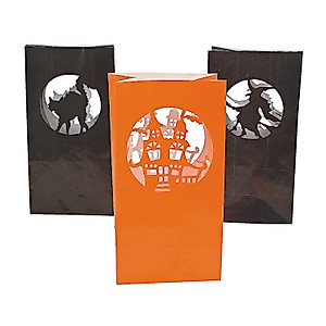 Fun Express Halloween Silhouette Luminary Bags - Party Supplies - 12 Pieces