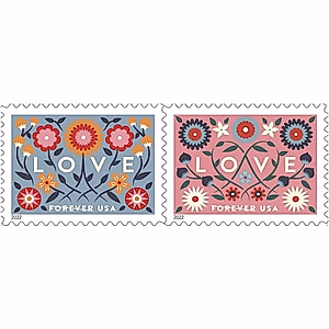 2022 Love US Postal Forever First-Class Self-Adhesive Postage Stamps Holiday, Weddings, Celebrations, Valentine's Day (5 Sheets of 20 Stamps) 100 Stamps in Total