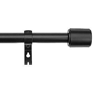 Amazon Basics Adjustable Curtain Rod Wall Bracket Hooks, Set of 2, Black