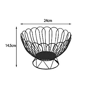 MagiDeal Modern Iron Wire Fruit Basket Fruit Storage Bowls for Restaurant Countertop Dining Table, Black