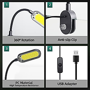 UPETTOOLS Aquarium Light Full Spectrum Fish Tank Light Clip on Fish Tank USB 360° Rotation Lighting for Freshwater Tank