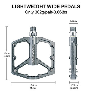 ROCKBROS Mountain Bike Pedals MTB Pedals Bicycle Flat Pedals Aluminum 9/16" Sealed Bearing Lightweight Platform for Road Mountain BMX MTB Bike