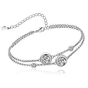 Moissanite Bracelets for Women, 925 Sterling Silver Plated 18K Gold, Dainty Link Bracelet, Valentine's day Birthday Jewellery Gift for Women Girls Her