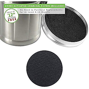 Abakoo 1.8 Gallon Compost Bin 304 Stainless Steel Kitchen Composter Waste Pail Indoor Countertop Kitchen Recycling Bin Pail - Includes 2 Filters