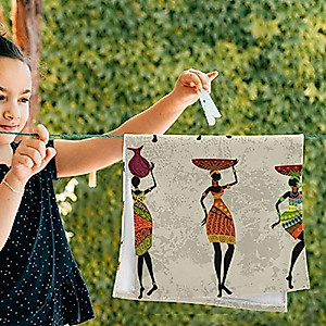 DOMIKING Decorative Hand Towels for Bathroom - African Woman Grunge Cotton Guest Towel Set of 2 Absorbent Face Towel for Bathroom Hotel Gym Spa
