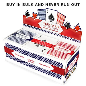 Brybelly 12 Decks of Playing Cards|Poker Wide Size (6 Red/6 Blue)|Plastic Coated Cards for Poker, Blackjack| Regular Index