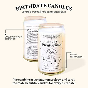 Birthdate Candles, March 11 - Pisces Zodiac Scented Candles Birthday Gift - Jasmine, Cedarwood & Thyme Scent - All-Natural Soy & Coconut Wax, 60-80 Hour Burn Time - Made in USA