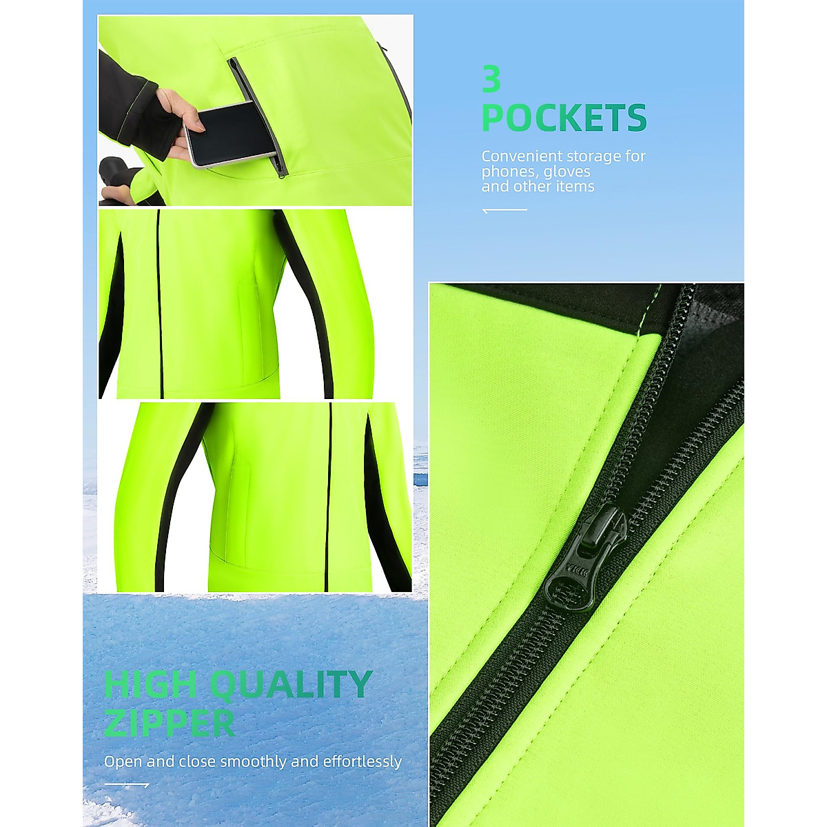 ROCKBROS Cycling Jackets for Men Winter Bike Jackets Thermal Windproof Jacket Cold Weather Cycling Hiking