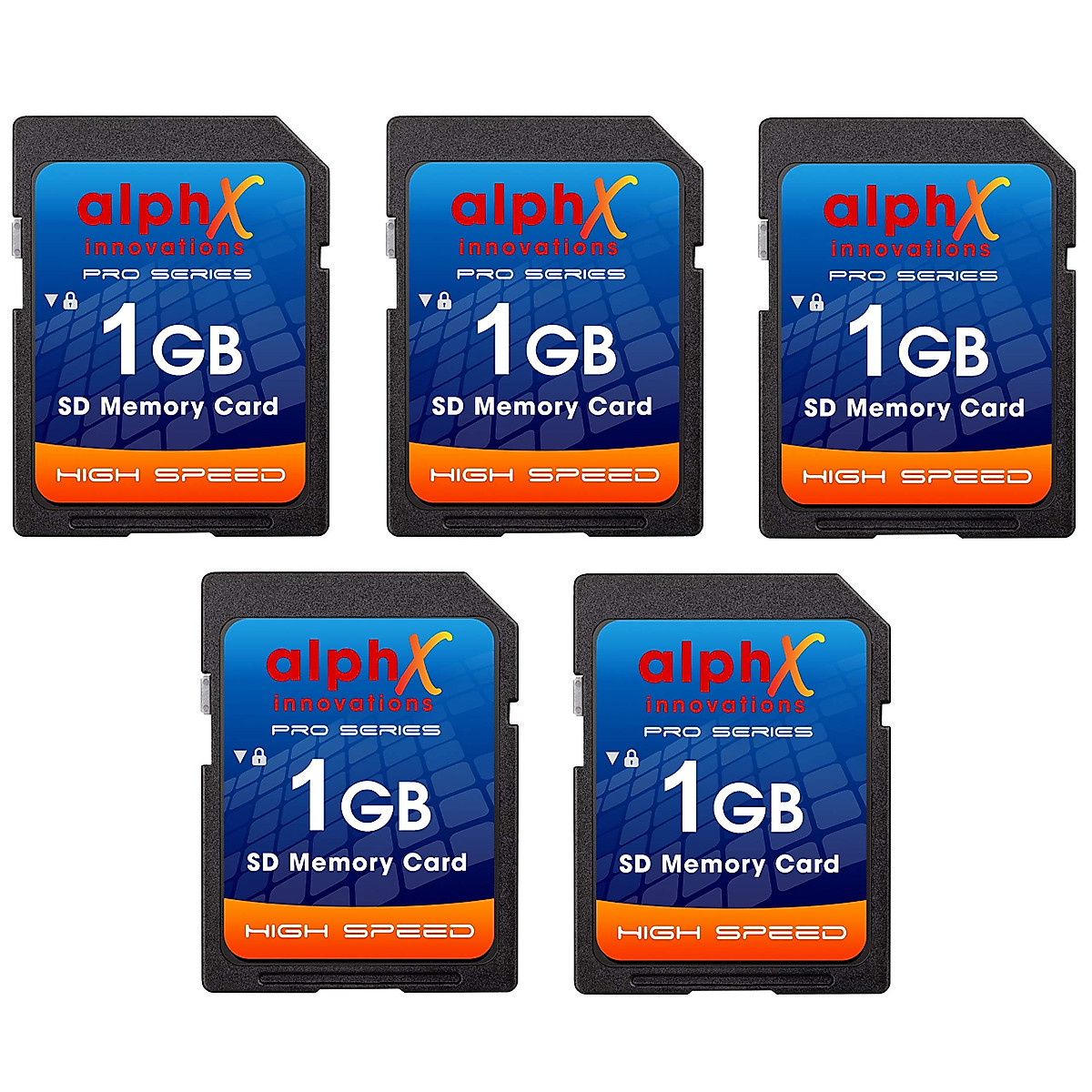 AlphX 1gb SD Secure Digital Memory Cards, Pack of 5 - Compatible with All Digital Cameras