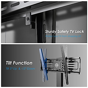 FITUEYES Floor TV Stands with Swivel TILT Mount for 32 39 40 43 49 50 55 60 65 70 75 Inch LCD LED TVs with Iron Base Adjustable Shelf Universal Television Stands for Bedroom and Living Room (Black)