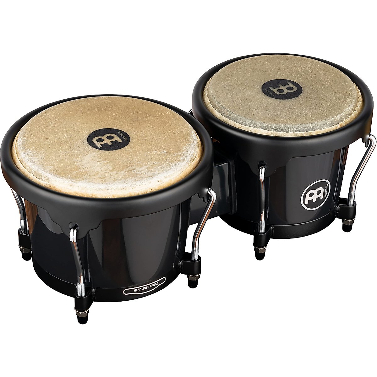 Meinl Percussion Bongos Hand Drum Set 6.5" and 7.5" with Synthetic Shells and Tuning Key — NOT Made in China — Journey Series, 2-Year Warranty (HB50BK)